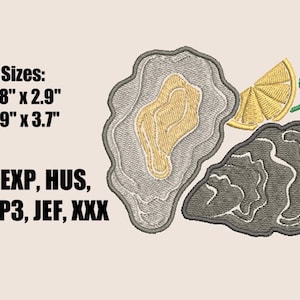 Oysters, Machine Embroidery Design File, PES, DST, EXP, Hus, Vp3, Jef ...