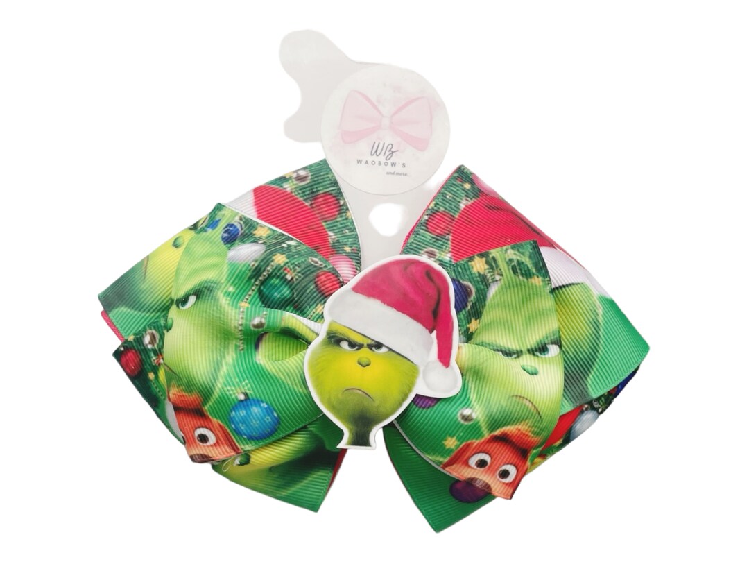 Grinch Hair Bow Mr Grinch Bow Christmas Hair Bow Hair Bow Girl - Etsy
