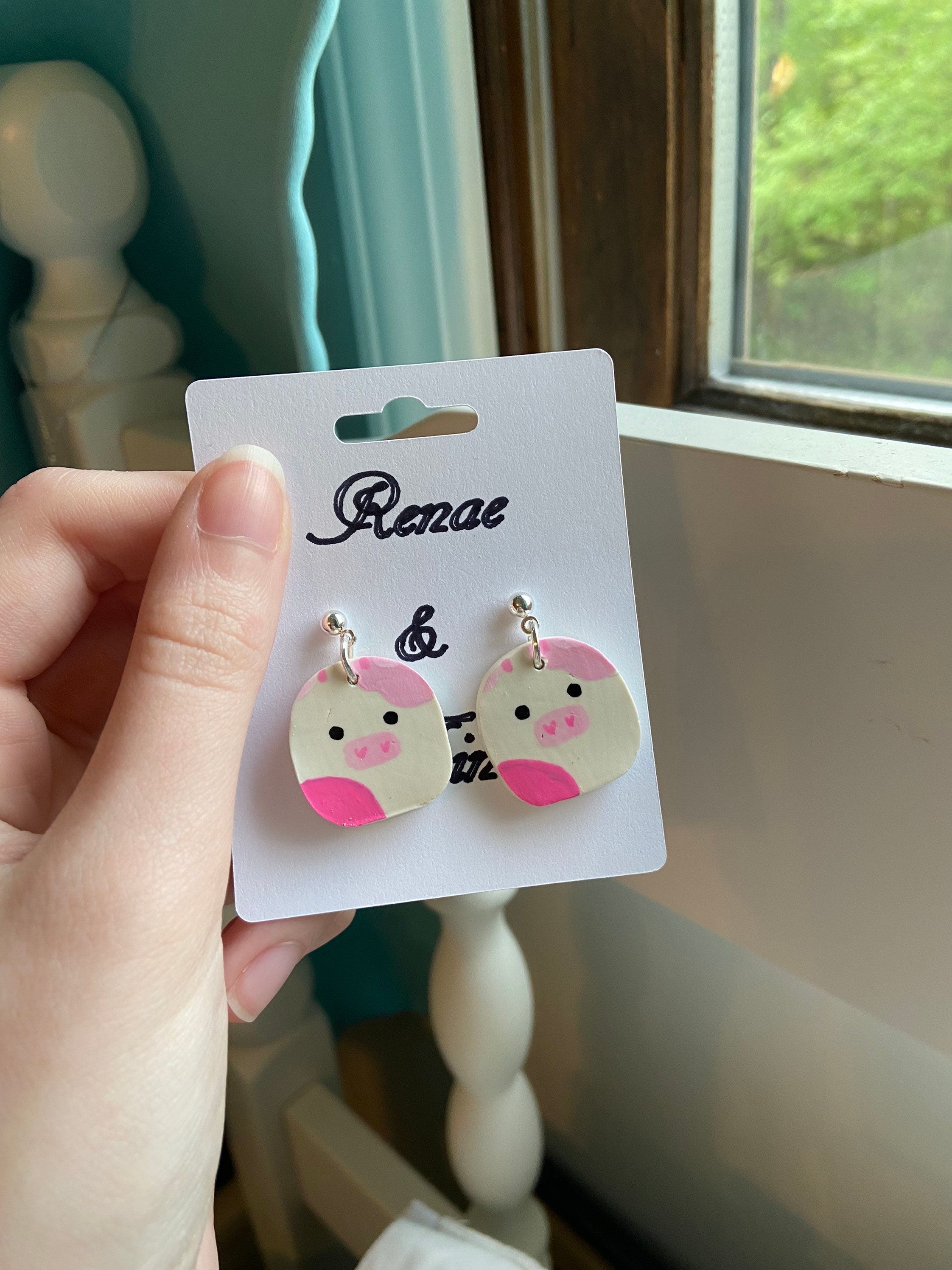Caedyn the Cow Squishmallow - Polymer Clay Earrings - Etsy