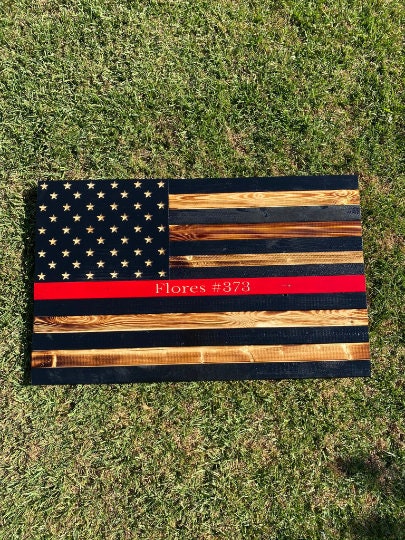 Thin Red Line Flag, Redline Flag, Fire Fighter,charred Wooden Flag ...