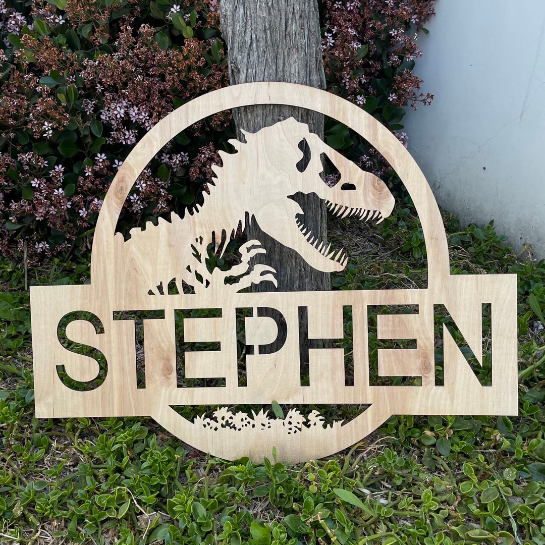Dinosaur Personalized Name Sign Wooden Sign, T_rex Kids Room Sign ...