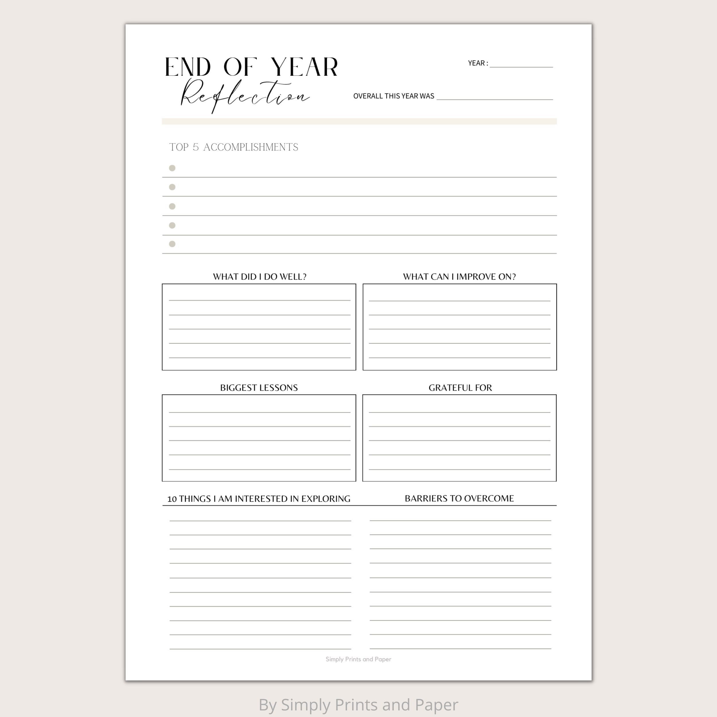 Mindful End of Year Self-review, 2024 Goal Setting, Printable Yearly ...