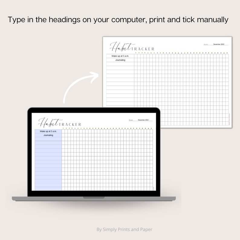 Monthly Habit Tracker Printable Landscape, Routine Tracker, Habit ...