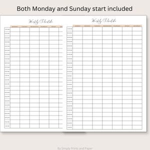 Simple Weekly Schedule, Weekly Time Block Planner Printable, Hourly ...