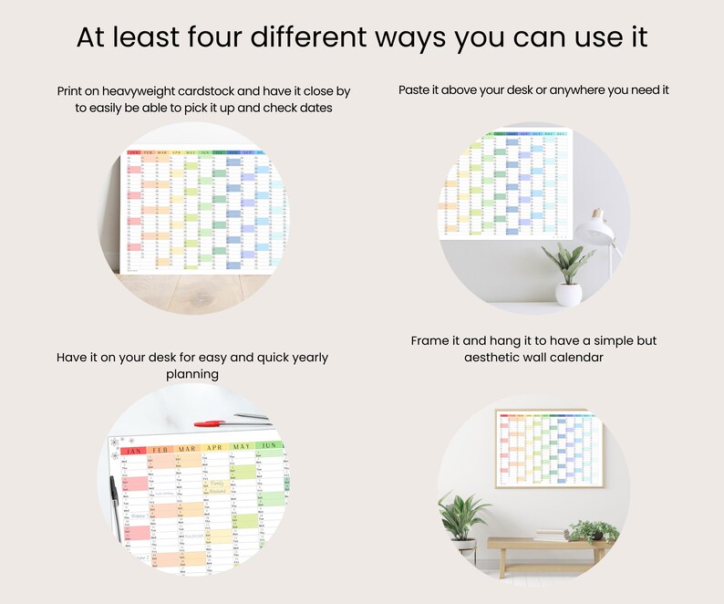 2026 Wall Calendar Bundle Printable A1 A2 A3 | Colorful Year at a ...