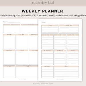 Weekly Planner Printable, Editable Weekly Schedule, Week at a Glance ...