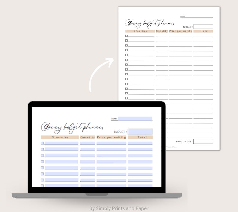 Grocery Budget Planner, Printable Food Budget, Digital Grocery Budget ...