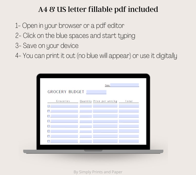 Grocery Budget Planner Printable Food Budget Digital Grocery - Etsy