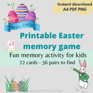 Easter Memory Game Printable, Matching Card Game Activity for Kids ...