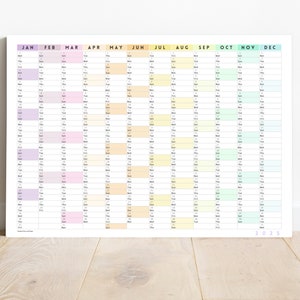 2025 Colorful Pastel Wall Calendar | Printable Yearly Planner | Large ...