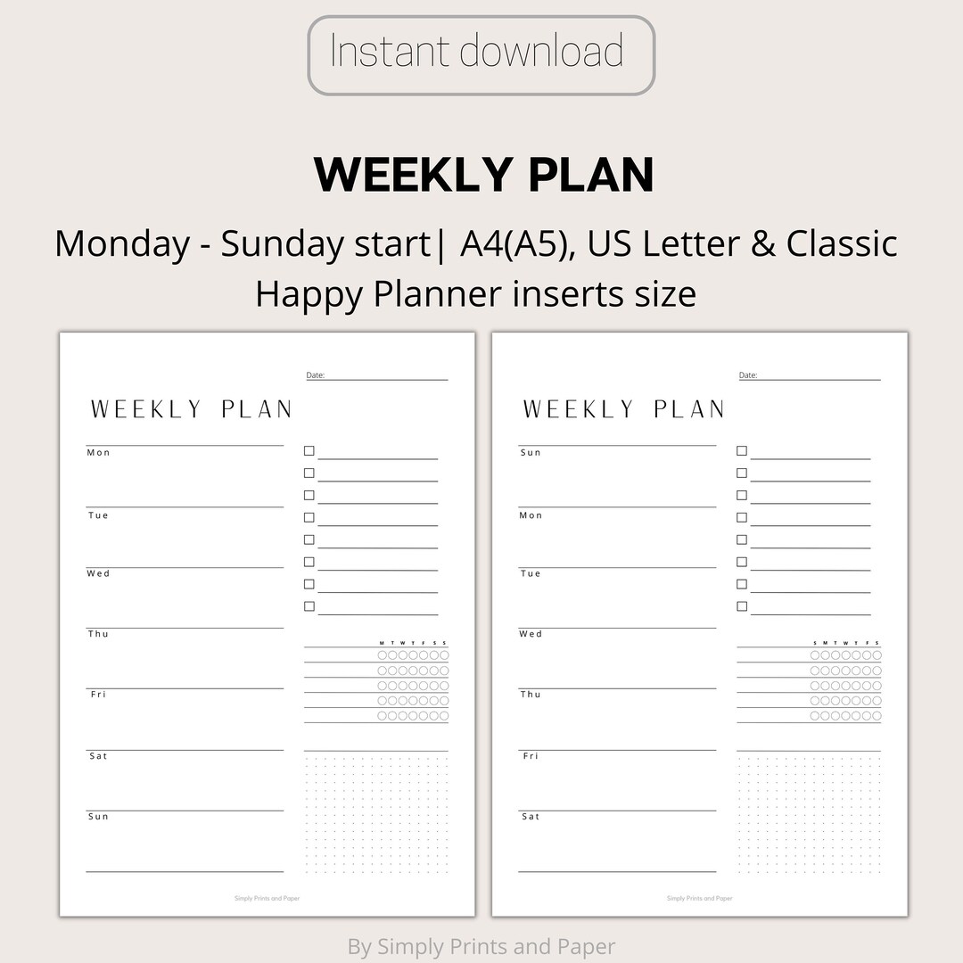 Weekly Plan, Printable Daily Schedule, Habits Tracker, to Do List Pdf ...