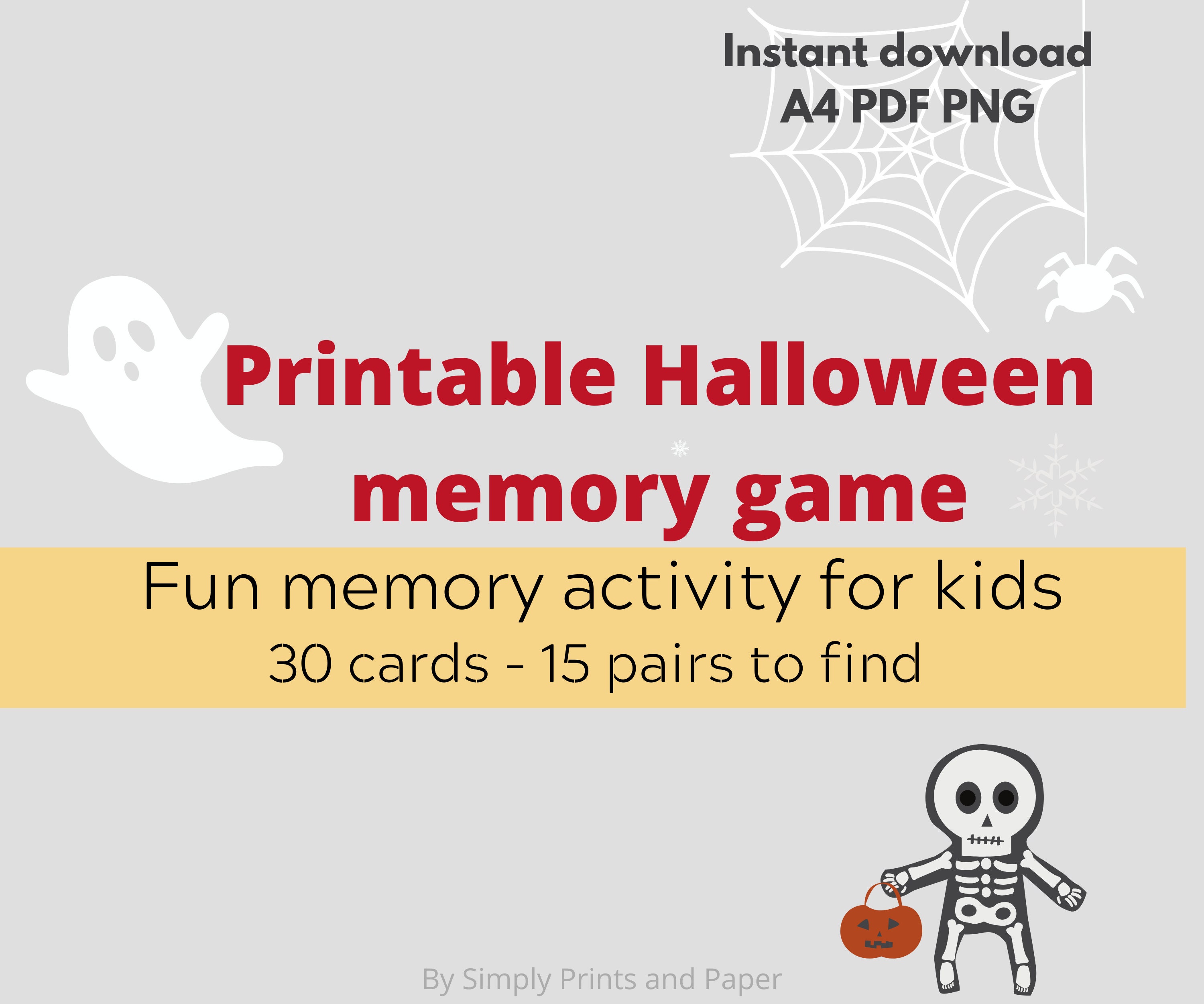 Halloween Memory Game Printable Halloween Matching Game Kids - Etsy Canada