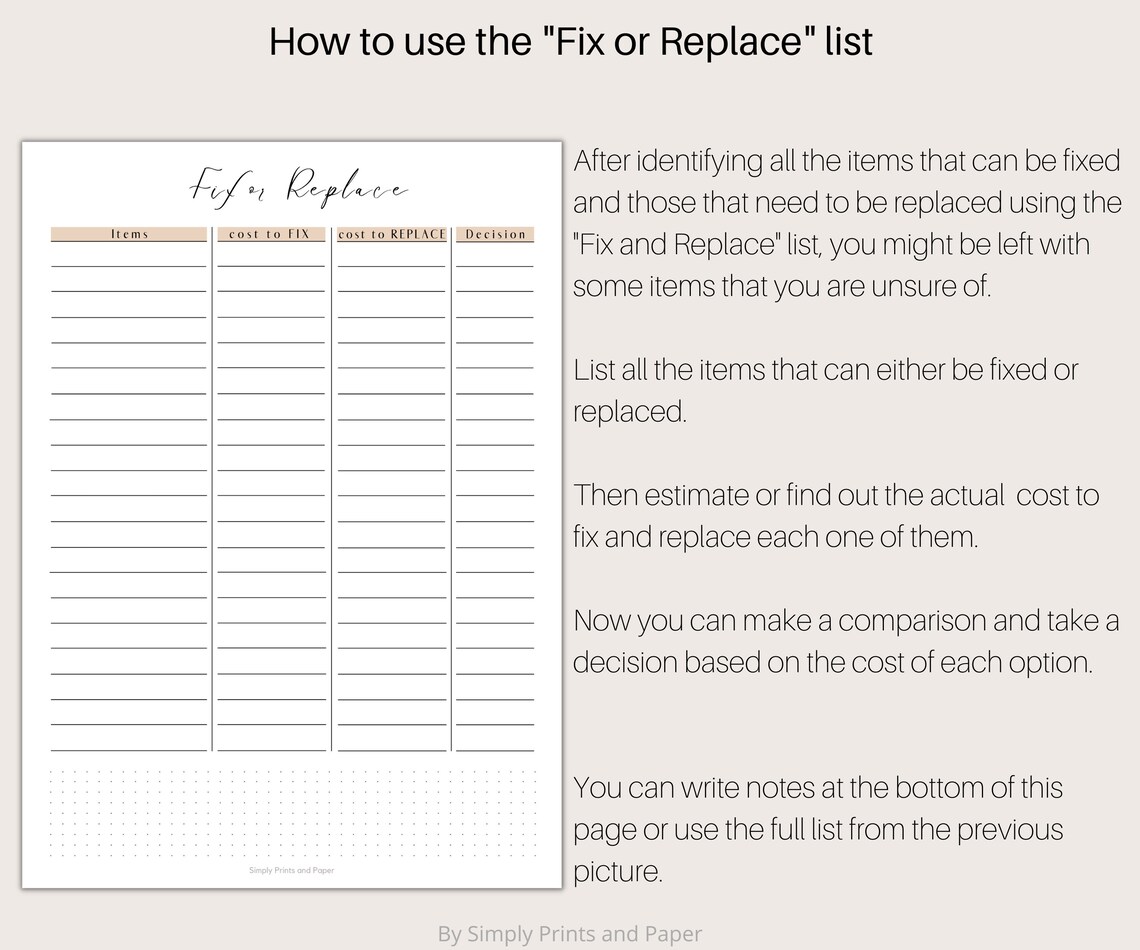 Set of 3 Declutter Lists, Printable Declutter Planner, Fix and Repairs ...