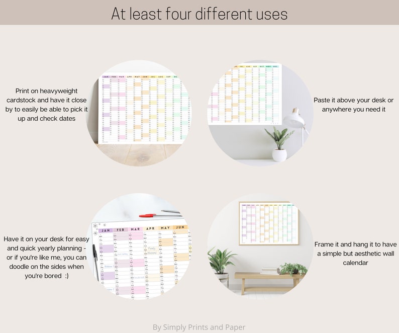 2025 Colorful Pastel Wall Calendar | Printable Yearly Planner | Large ...