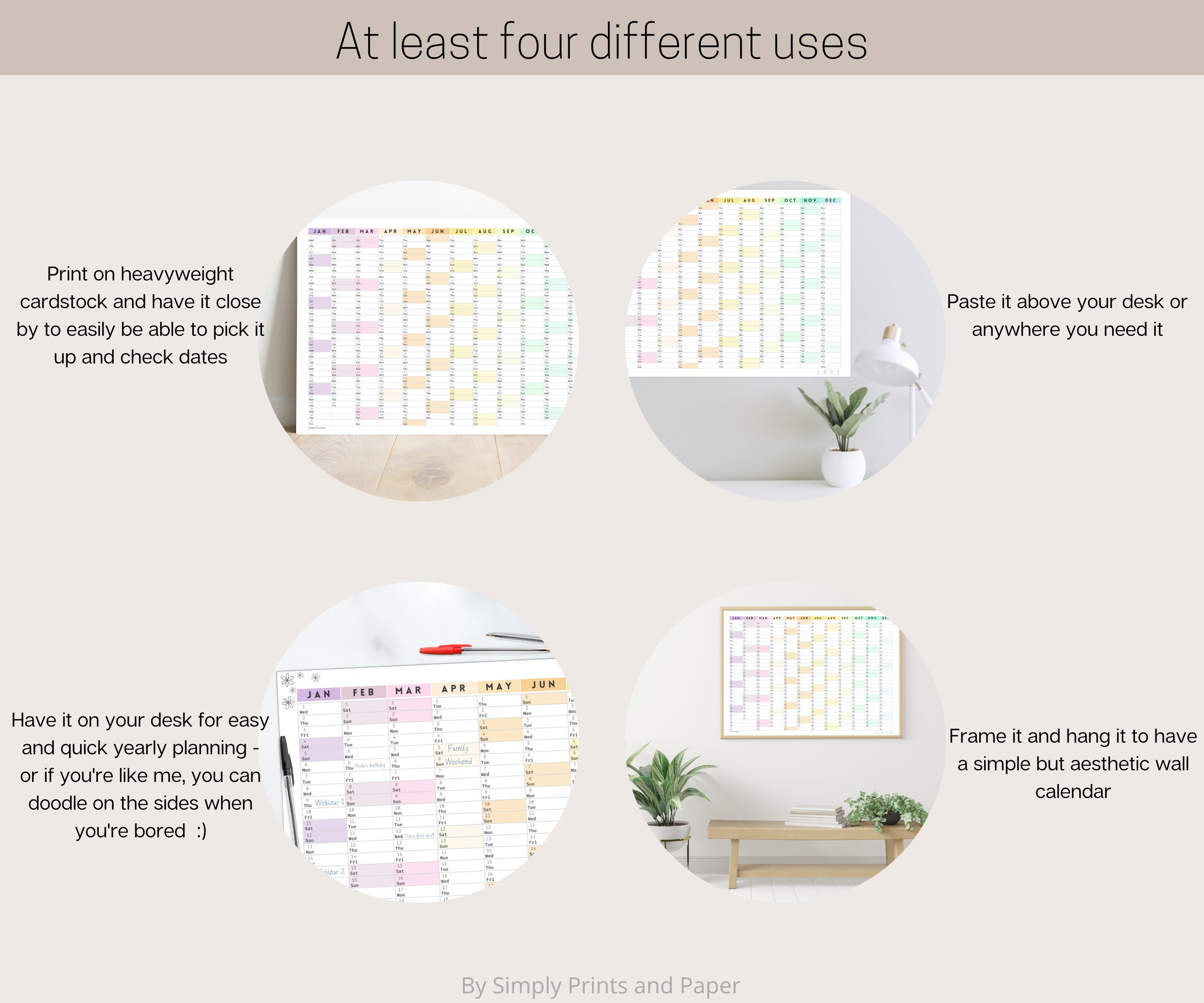 2025 Colorful Pastel Wall Calendar | Printable Yearly Planner | Large ...