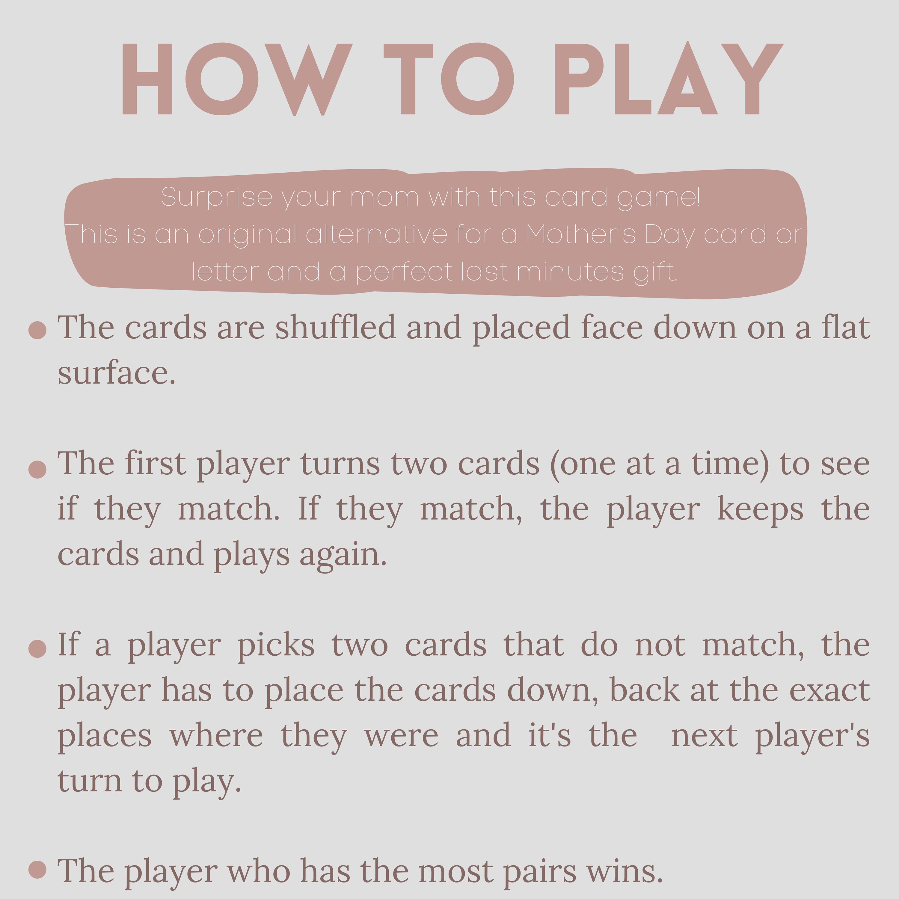 Mother's Day Memory Game, Printable Gift for Mothers, Gratitude Cards ...