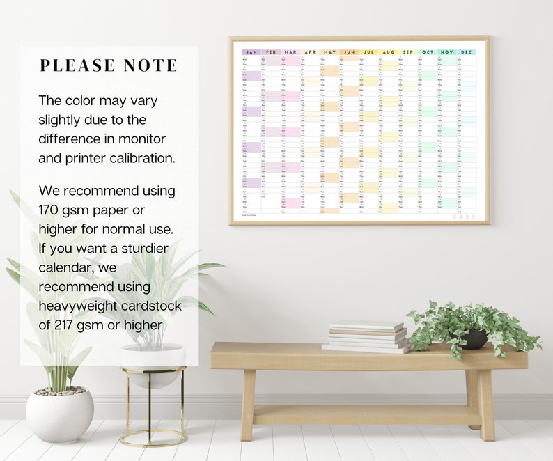 2025 Colorful Pastel Wall Calendar | Printable Yearly Planner | Large ...