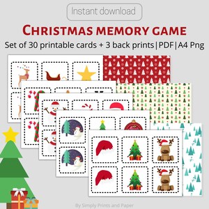 Christmas Memory Game Printable Christmas Matching Game Kids | Etsy