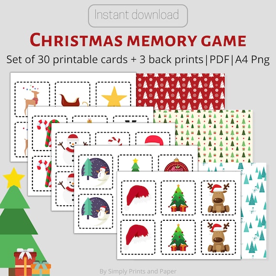 Christmas Memory Game Printable Christmas Matching Game Kids | Etsy