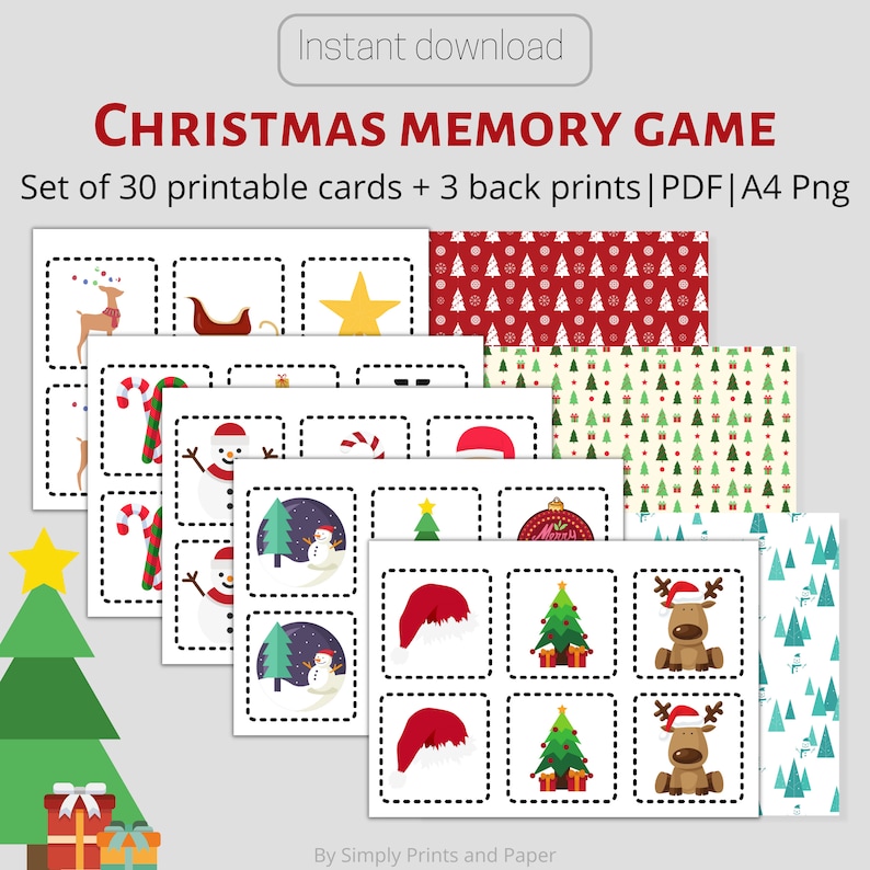 Christmas Memory Game Printable Christmas Matching Game Kids | Etsy
