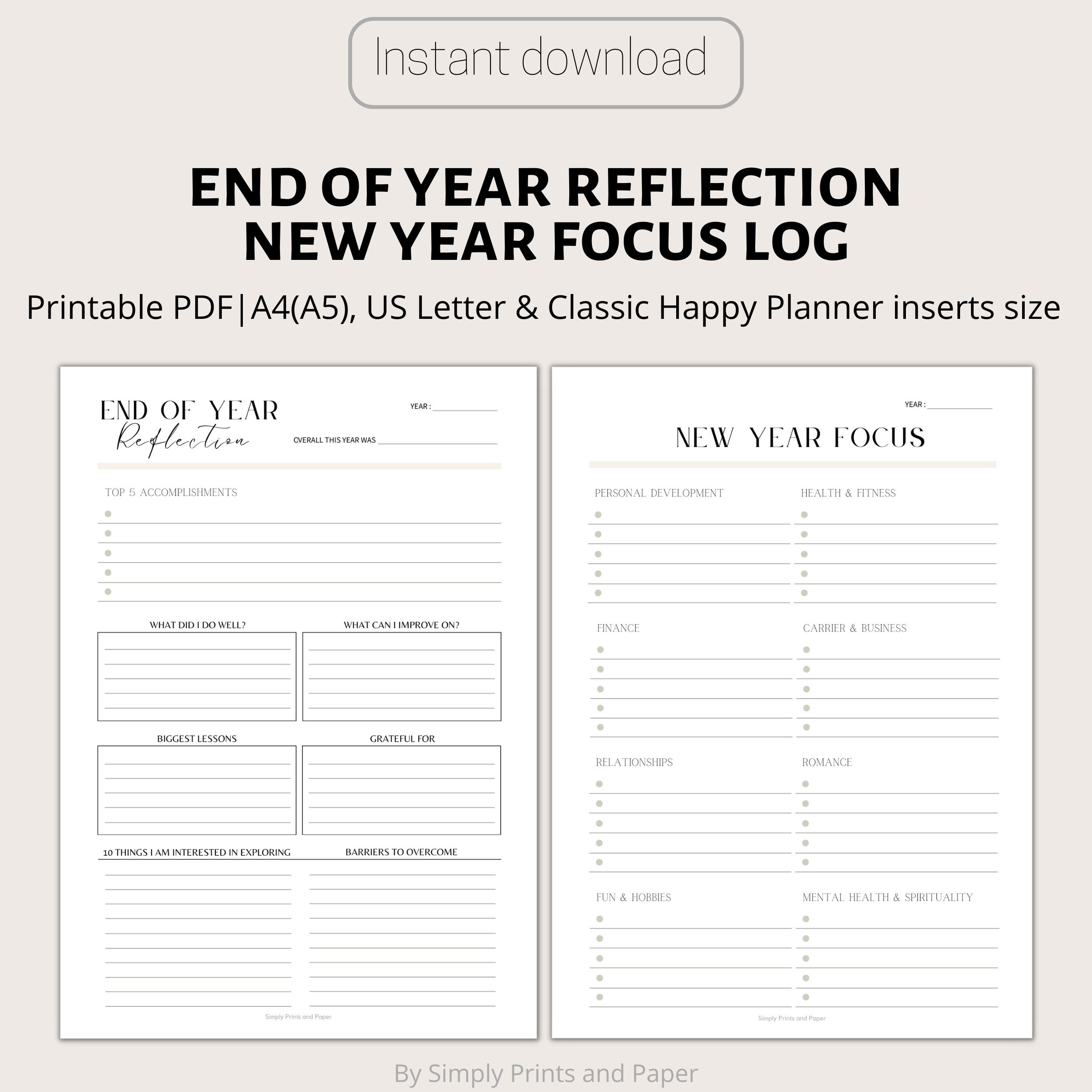 Mindful End of Year Self-review, 2024 Goal Setting, Printable Yearly ...