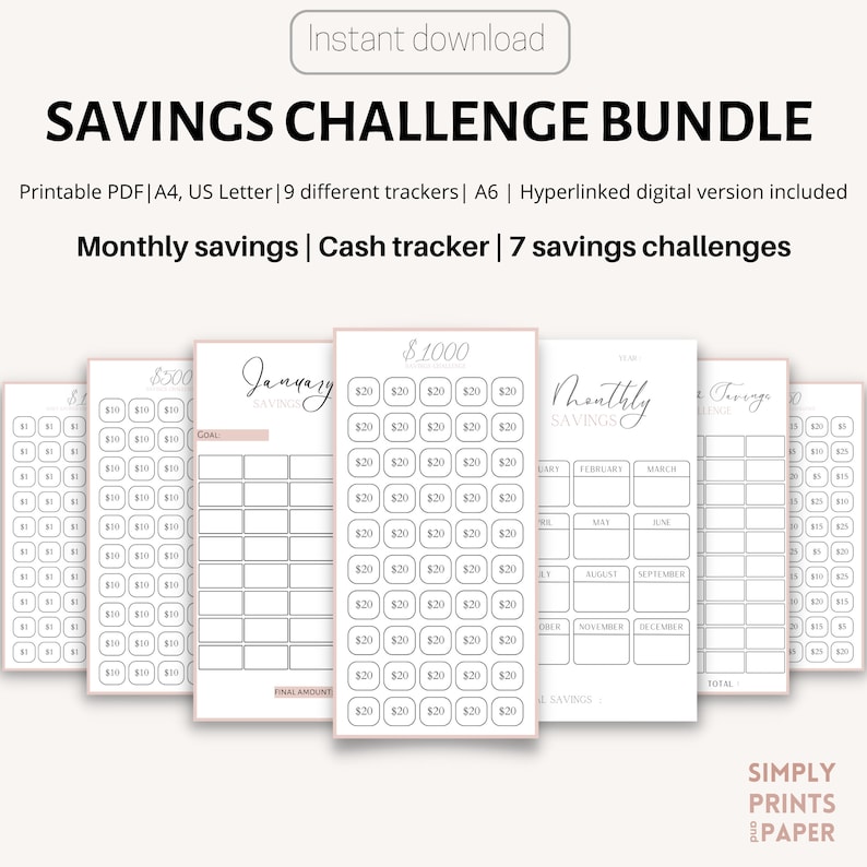 Savings Challenge Printable Mini Savings Challenge Bundle A6 Savings ...