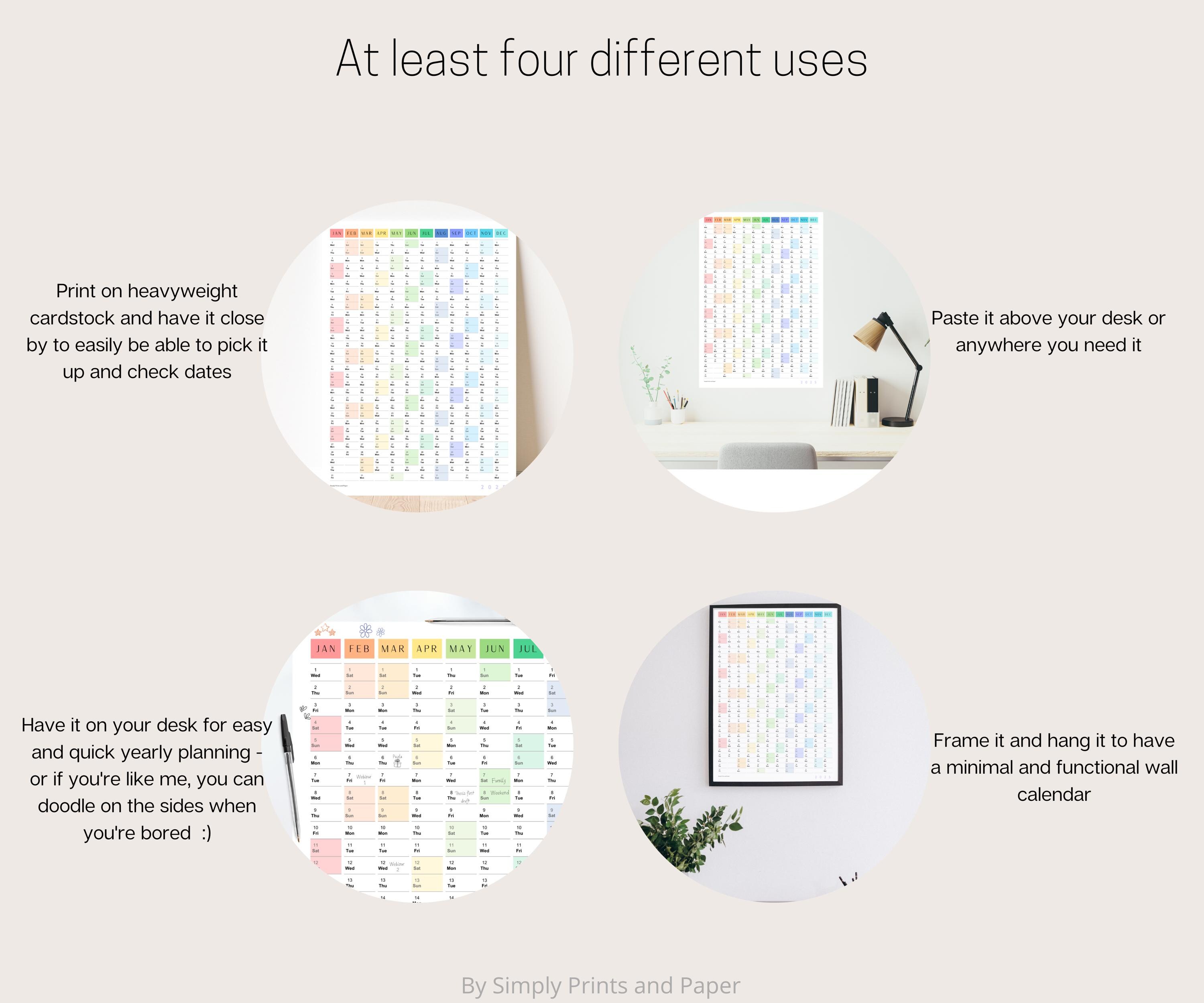 2025 Colorful Wall Calendar | Printable Yearly Planner | Large Wall ...