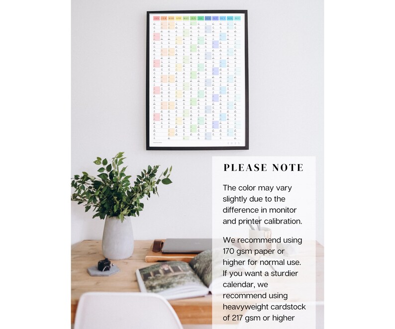 2025 Colorful Wall Calendar | Printable Yearly Planner | Large Wall ...