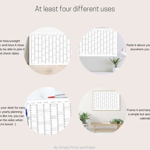 2024 Classic Wall Calendar Printable Yearly Planner Black & White Large ...