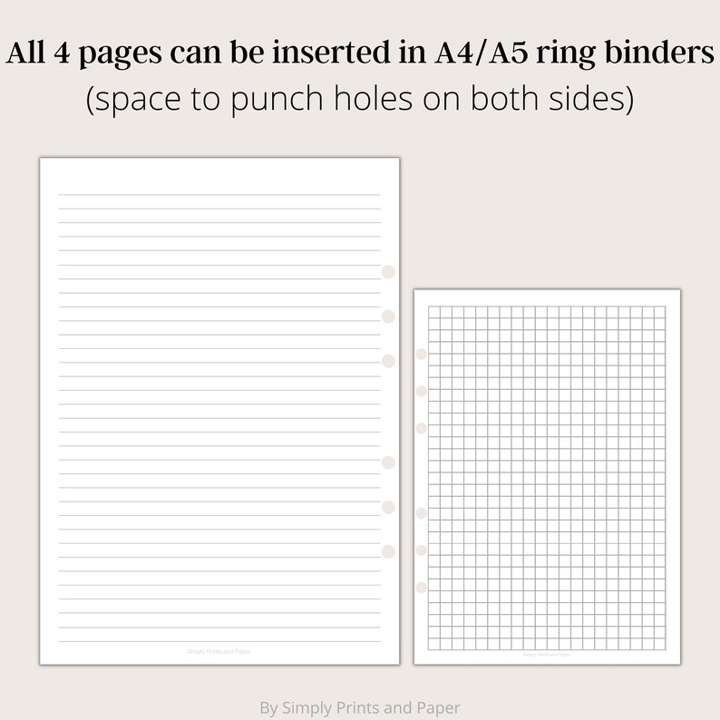 Lined, Dotted Lines, Grid and Dot Grid Printable Pages | Planner ...
