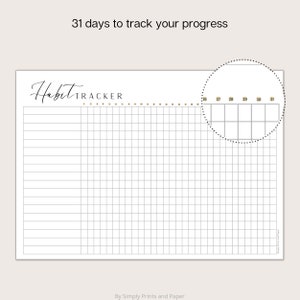 Monthly Habit Tracker Printable Landscape, Routine Tracker, Habit ...