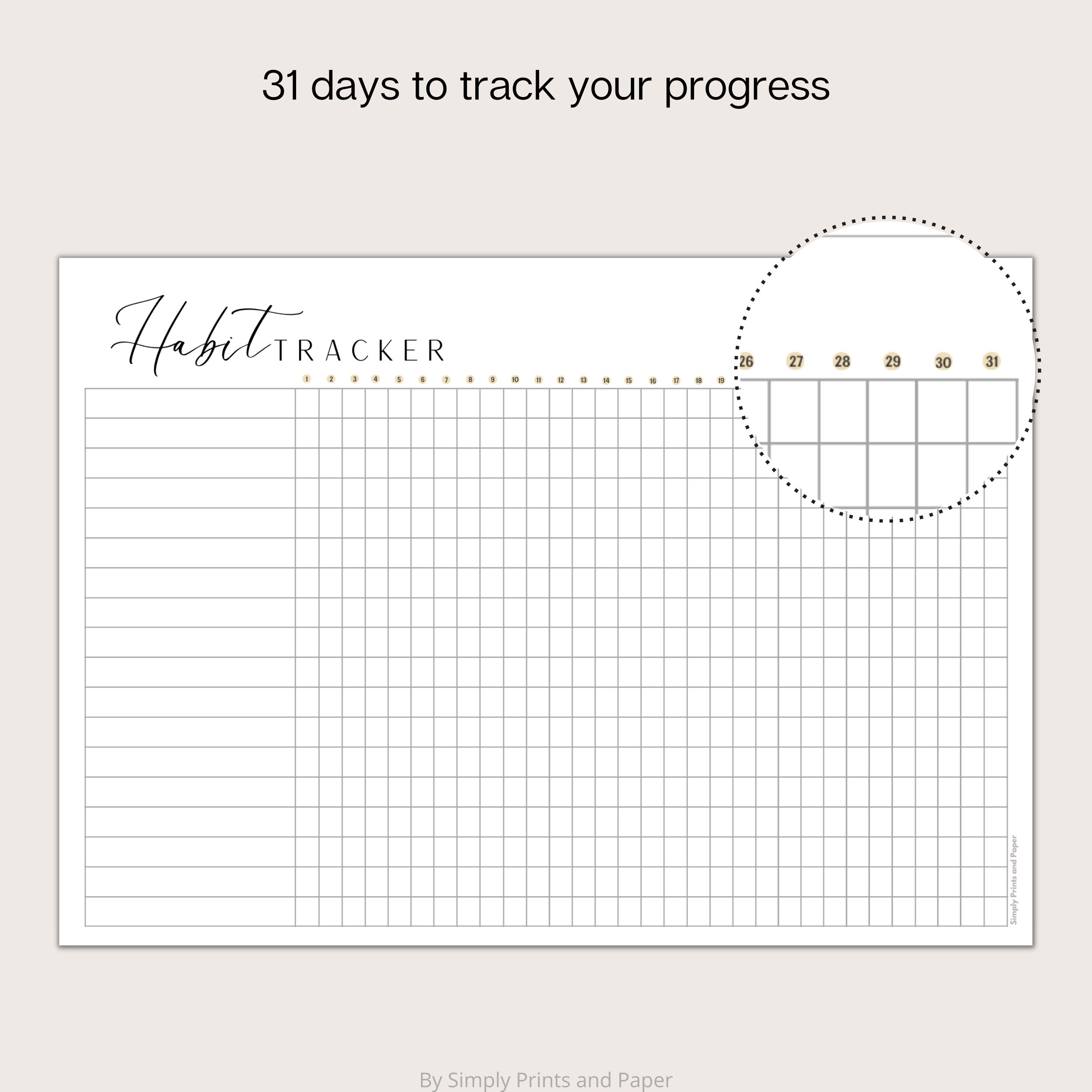 Monthly Habit Tracker Printable Landscape, Routine Tracker, Habit ...