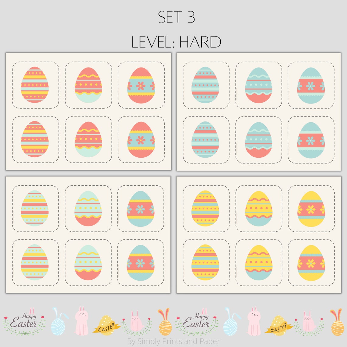 Easter Memory Game Printable, Matching Card Game Activity for Kids ...