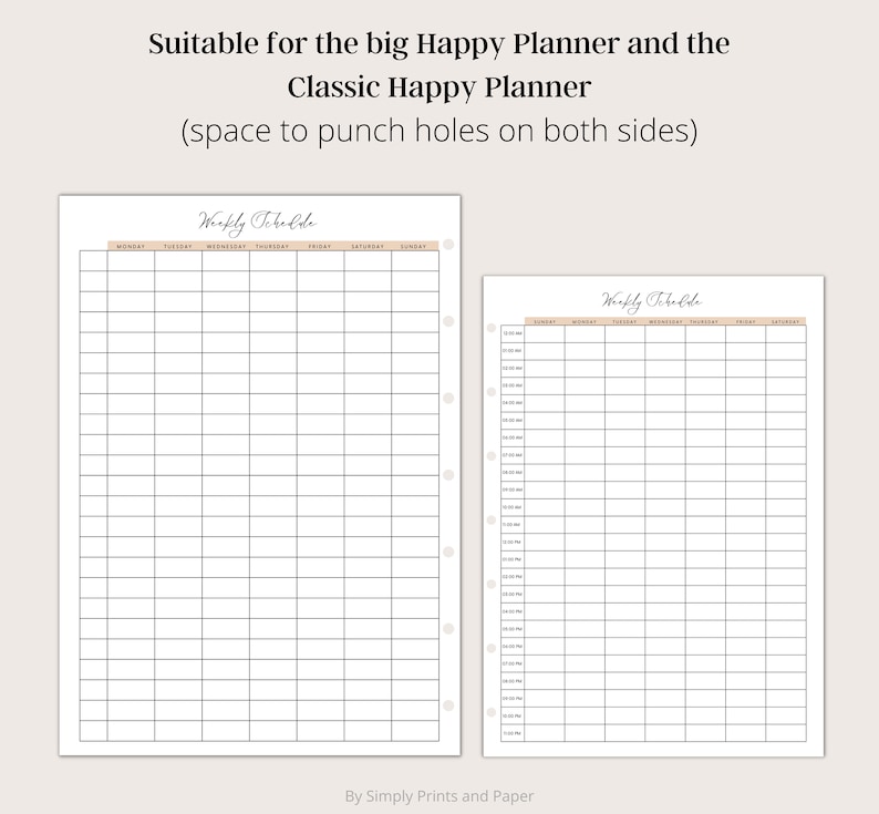 Simple Weekly Schedule, Weekly Time Block Planner Printable, Hourly ...