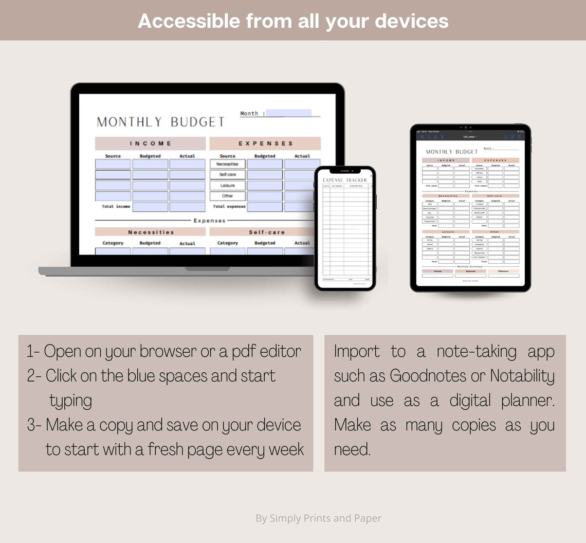 Simple Budget Planner Kit Printable Monthly Budget Planner Finance ...