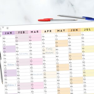 2025 Colorful Pastel Wall Calendar | Printable Yearly Planner | Large ...
