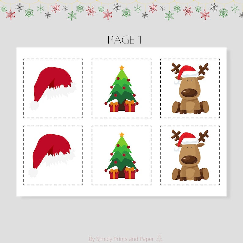 Christmas Memory Game, Printable Christmas Matching Game, Kids Memory ...
