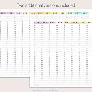 2024 Colorful Pastel Wall Calendar Printable Yearly Planner Large Wall ...