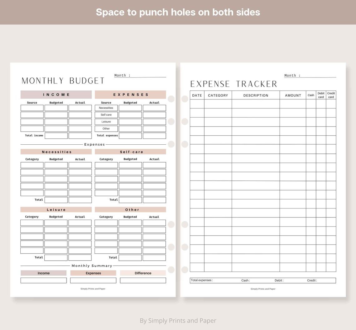 Simple Budget Planner Kit Printable Monthly Budget Planner Finance ...