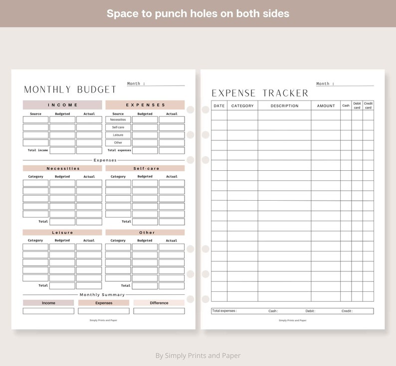Simple Budget Planner Kit Printable Monthly Budget Planner Finance ...