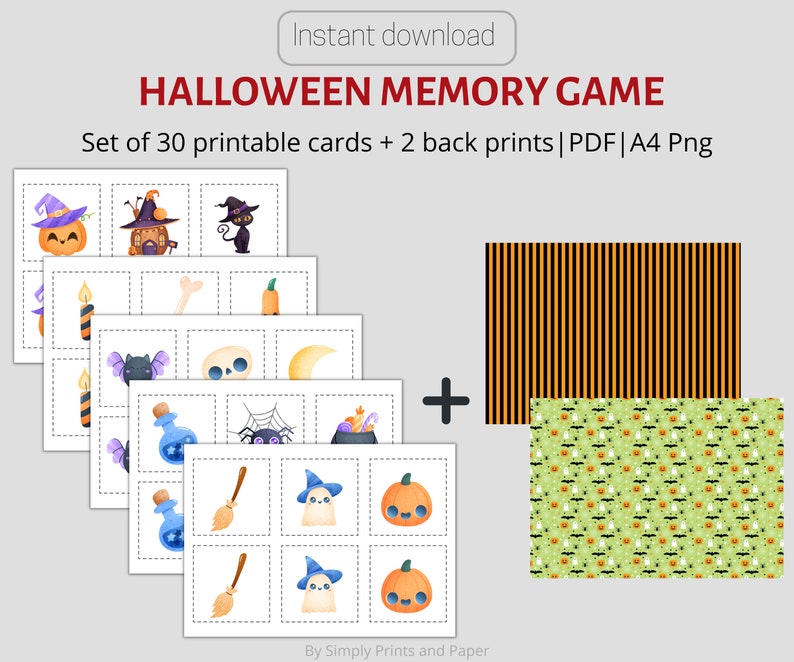 Halloween Memory Game Printable Halloween Matching Game Kids - Etsy Canada