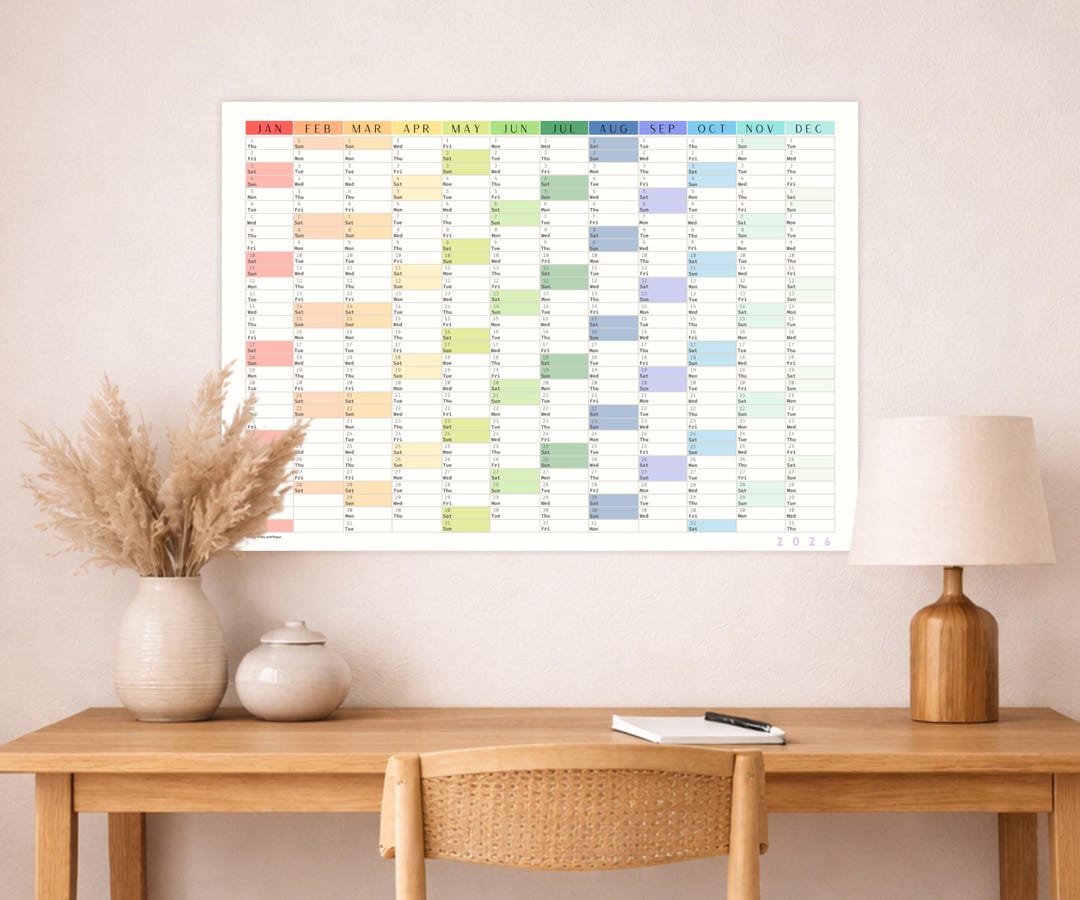 2026 Wall Calendar Bundle Printable A1 A2 A3 | Colorful Year at a ...