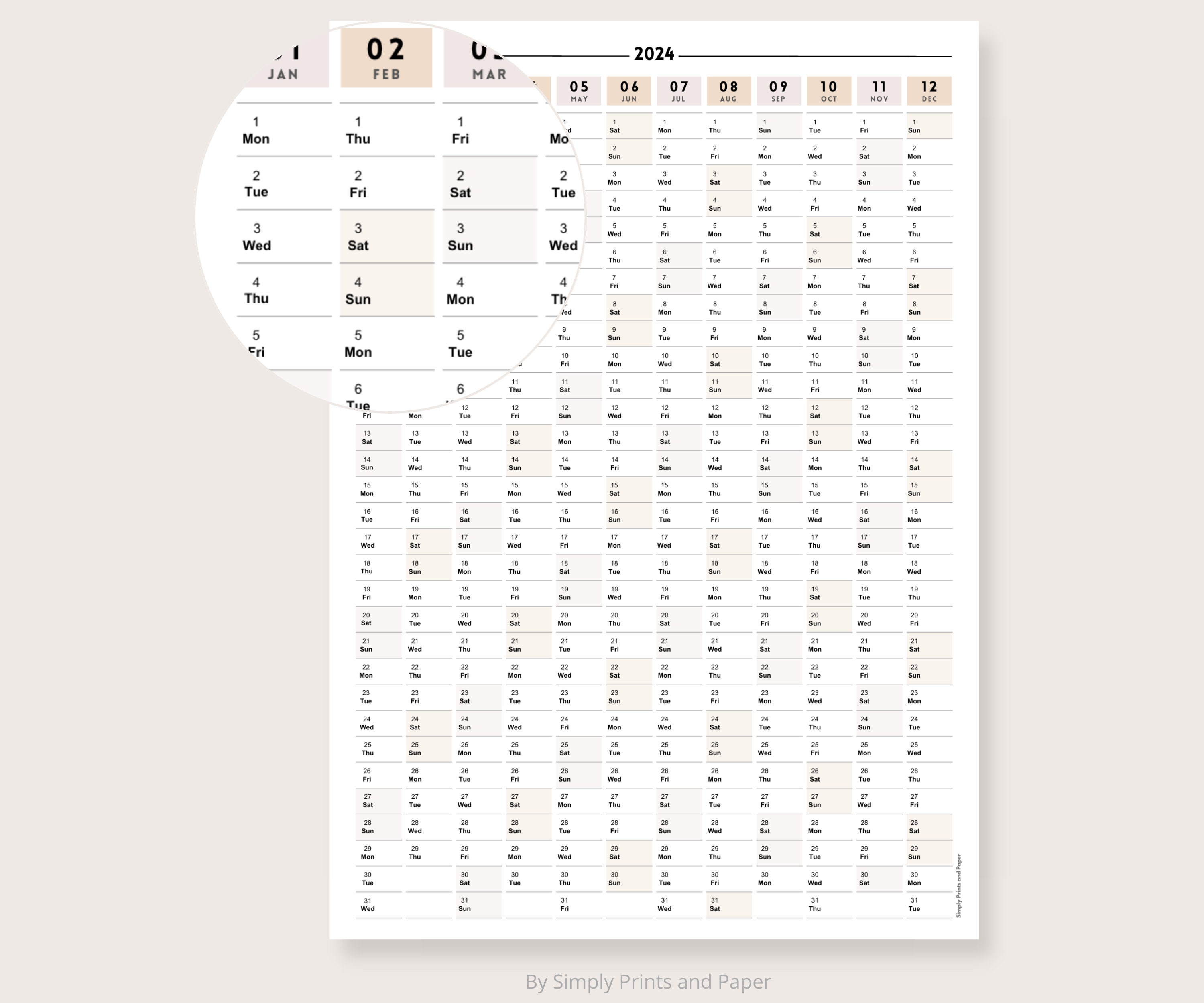 2024 Blush Pink Wall Calendar Aesthetic 2024 Wall Calendar Year-at-a ...