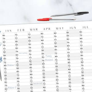 2024 Classic Wall Calendar Printable Yearly Planner Black & White Large ...