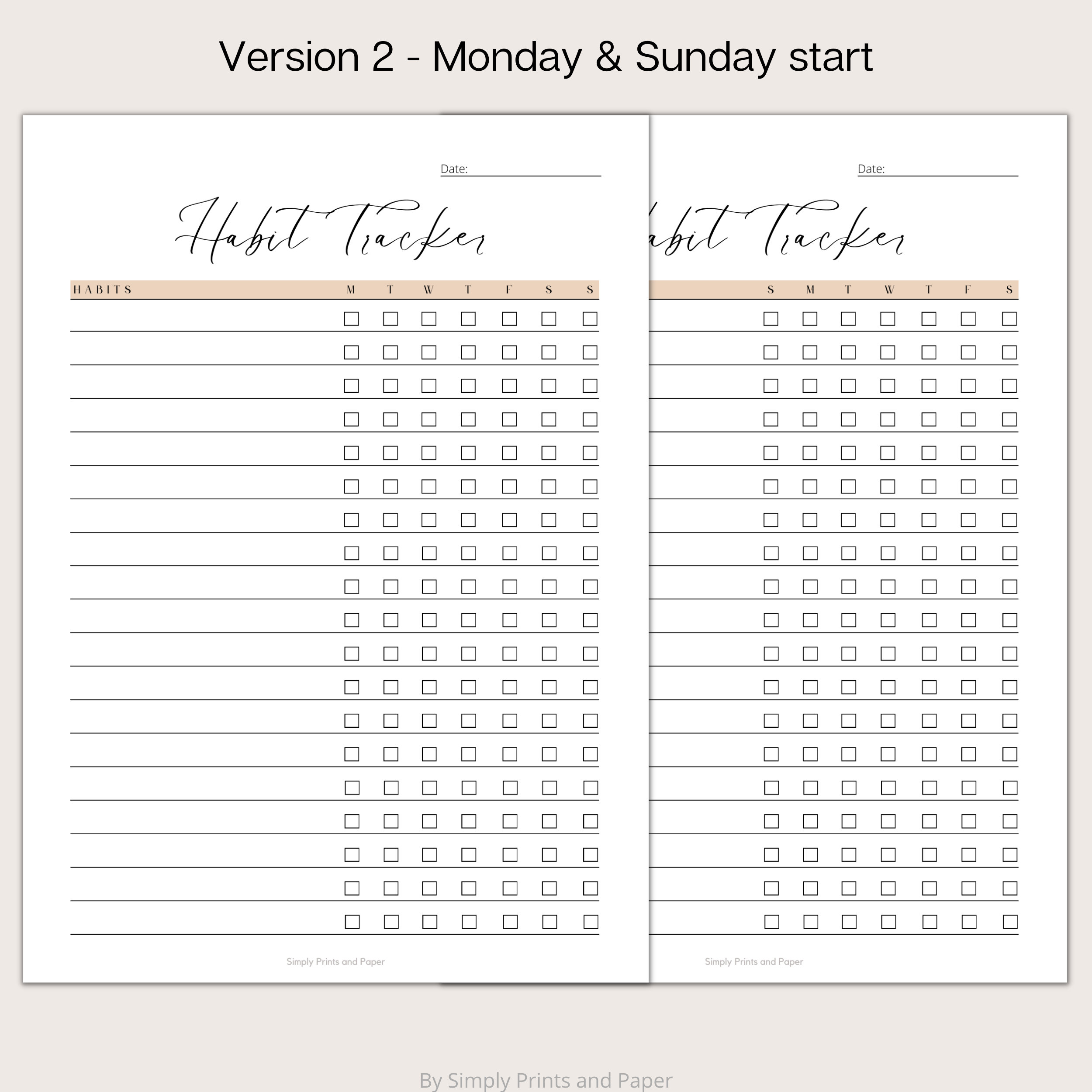 Editable Weekly Habit Tracker, Printable Habit Tracker Template, 7 Day ...