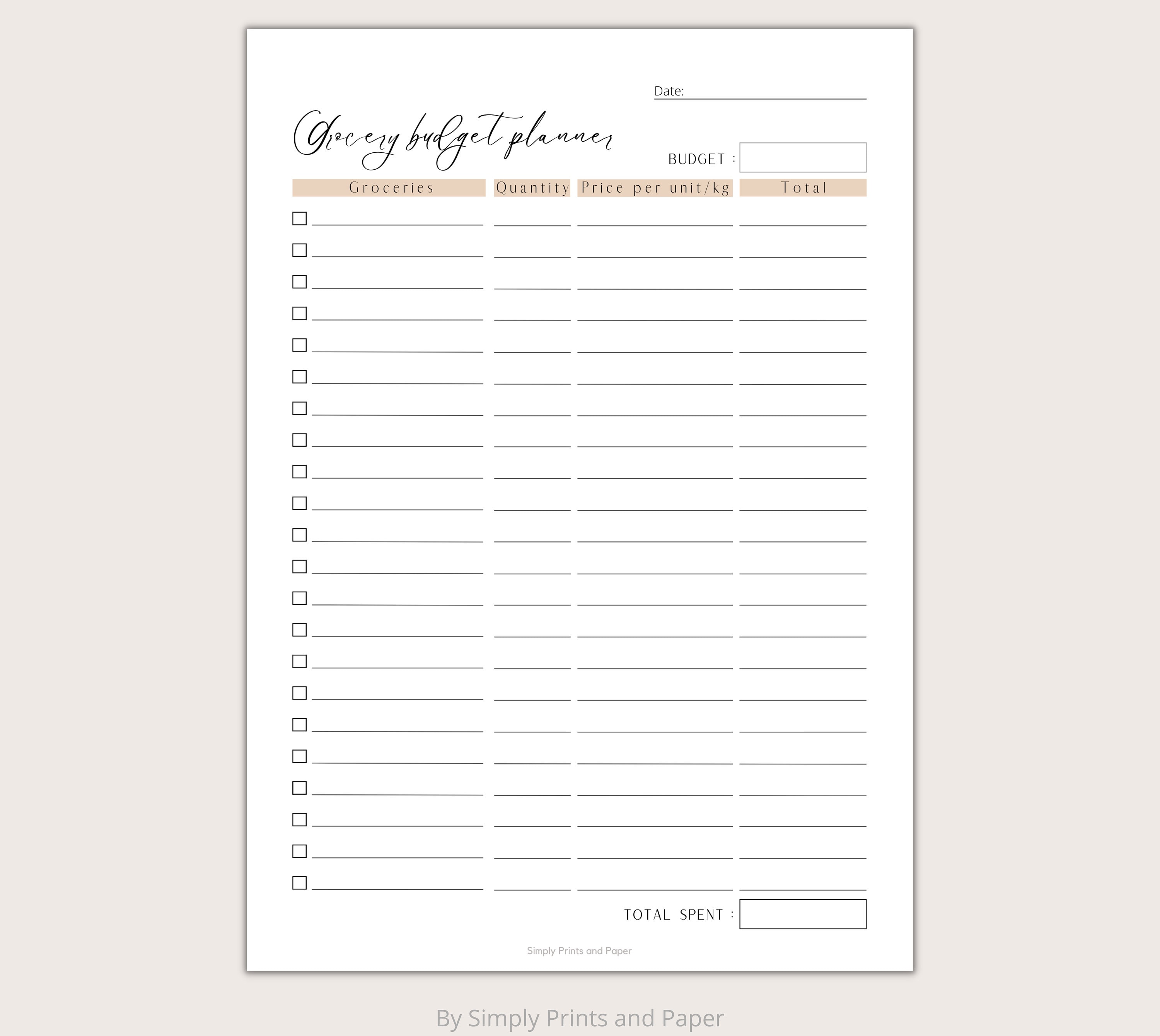 Grocery Budget Planner, Printable Food Budget, Digital Grocery Budget ...