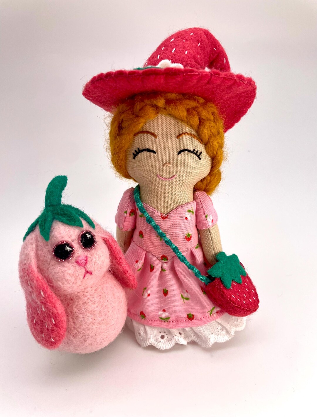 Handmade Strawberry Witch Doll | Bunny Familiar | Broomstick ...