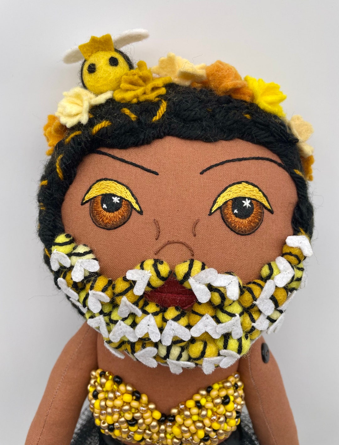 Bee Bearding Circus Doll | Bees | Hand Embroidered Face | Handmade Bee ...