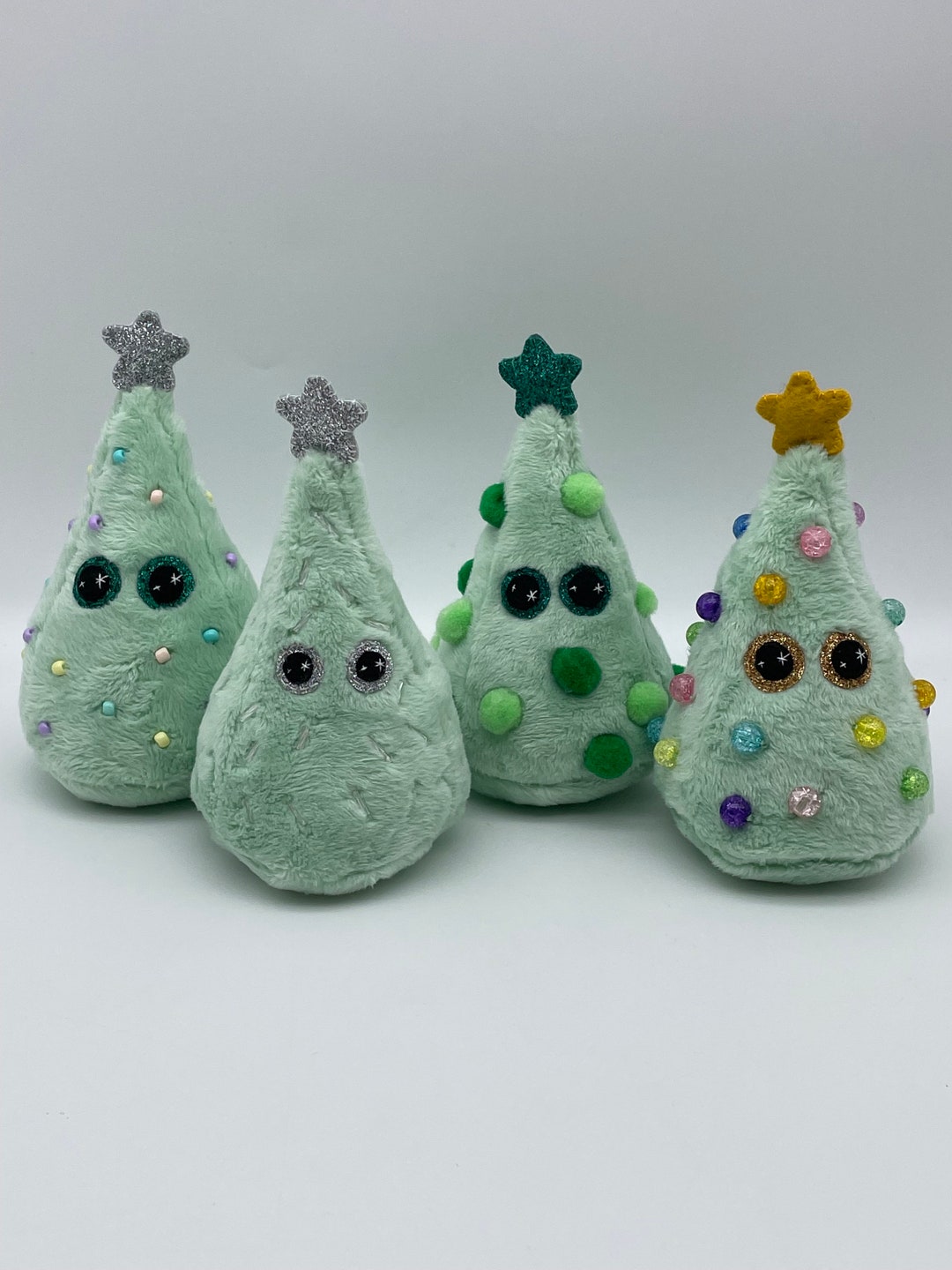 Mint Green Christmas Tree Plushies Minky Fabric Weighted Bottoms ...