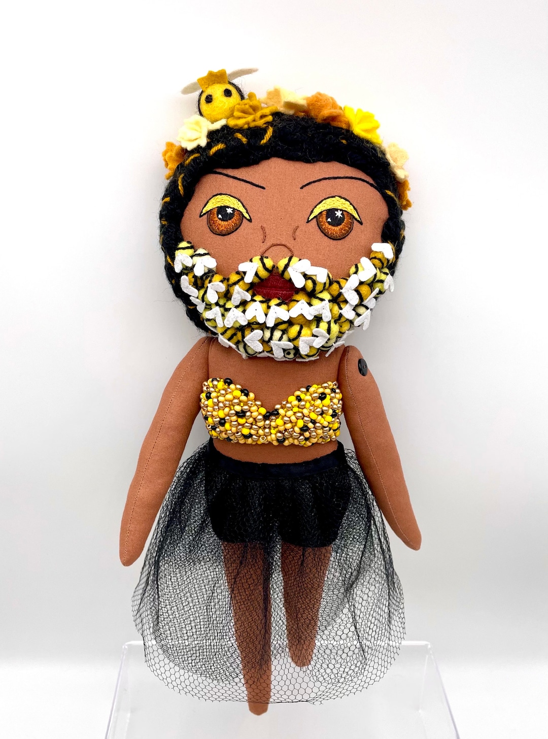 Bee Bearding Circus Doll Bees Hand Embroidered Face Handmade Bee Beard ...